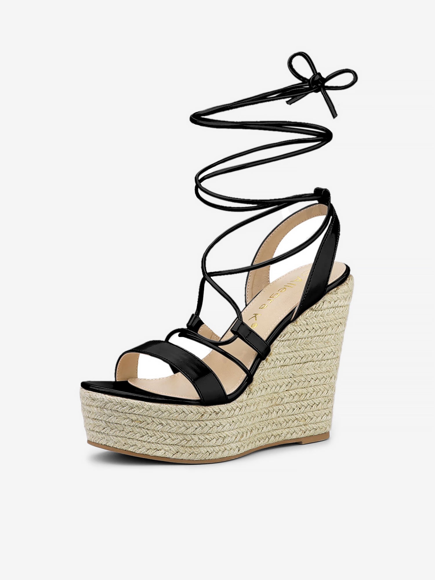 Espadrilles Platform Wedges Heel Lace Up Sandals | Allegra K