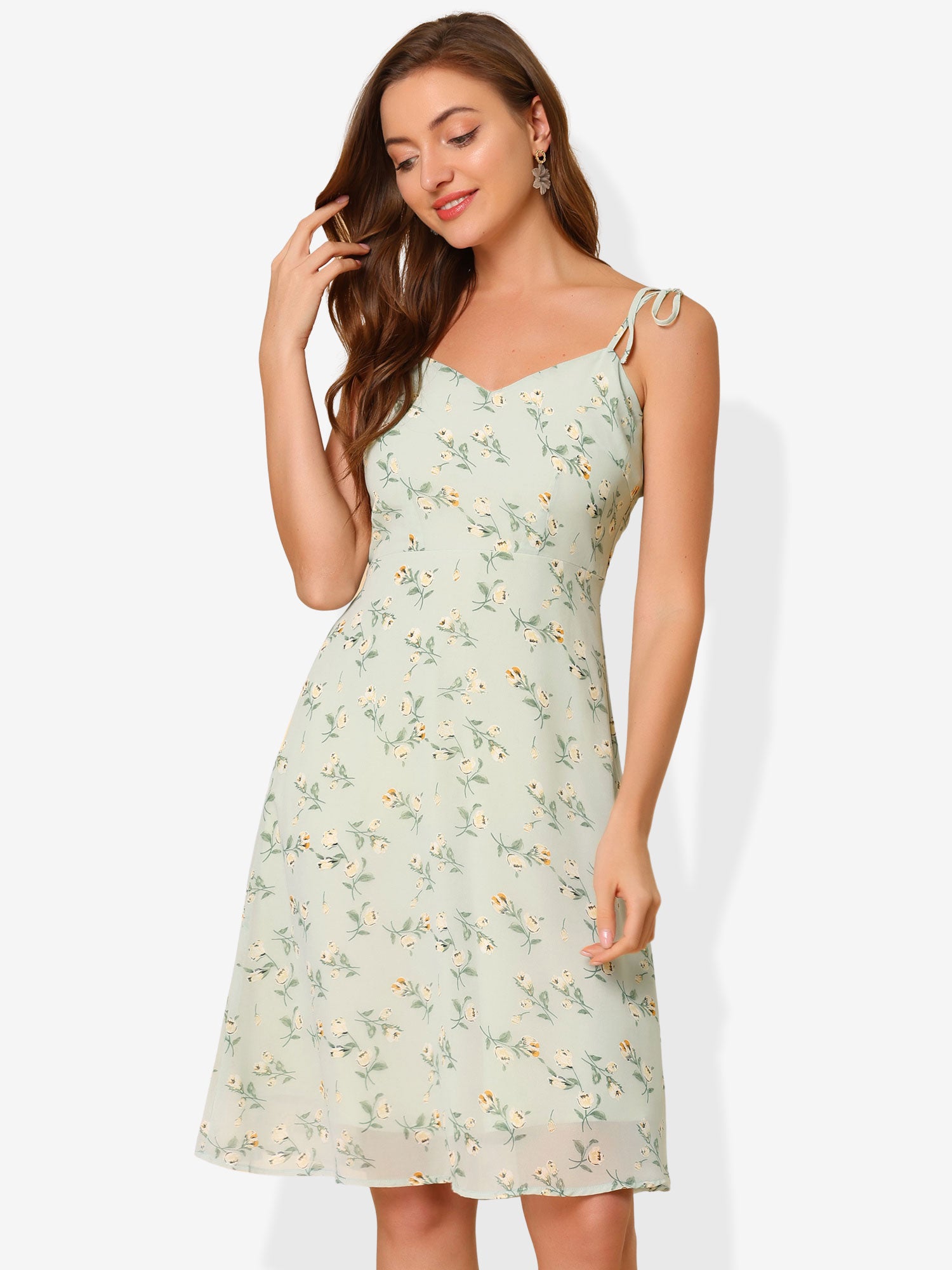 Spaghetti Strap Dress A-Line Smocked Beach Summer Floral Sundress ...