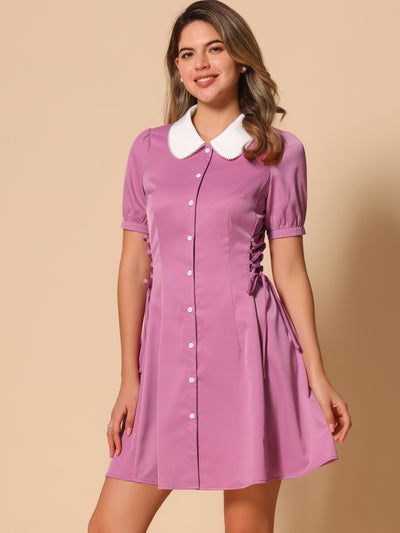 Retro Peter Pan Collar Plaid Floral Dress For Women – Allegra K