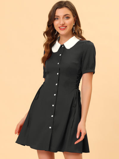 Retro Peter Pan Collar Plaid Floral Dress For Women – Allegra K