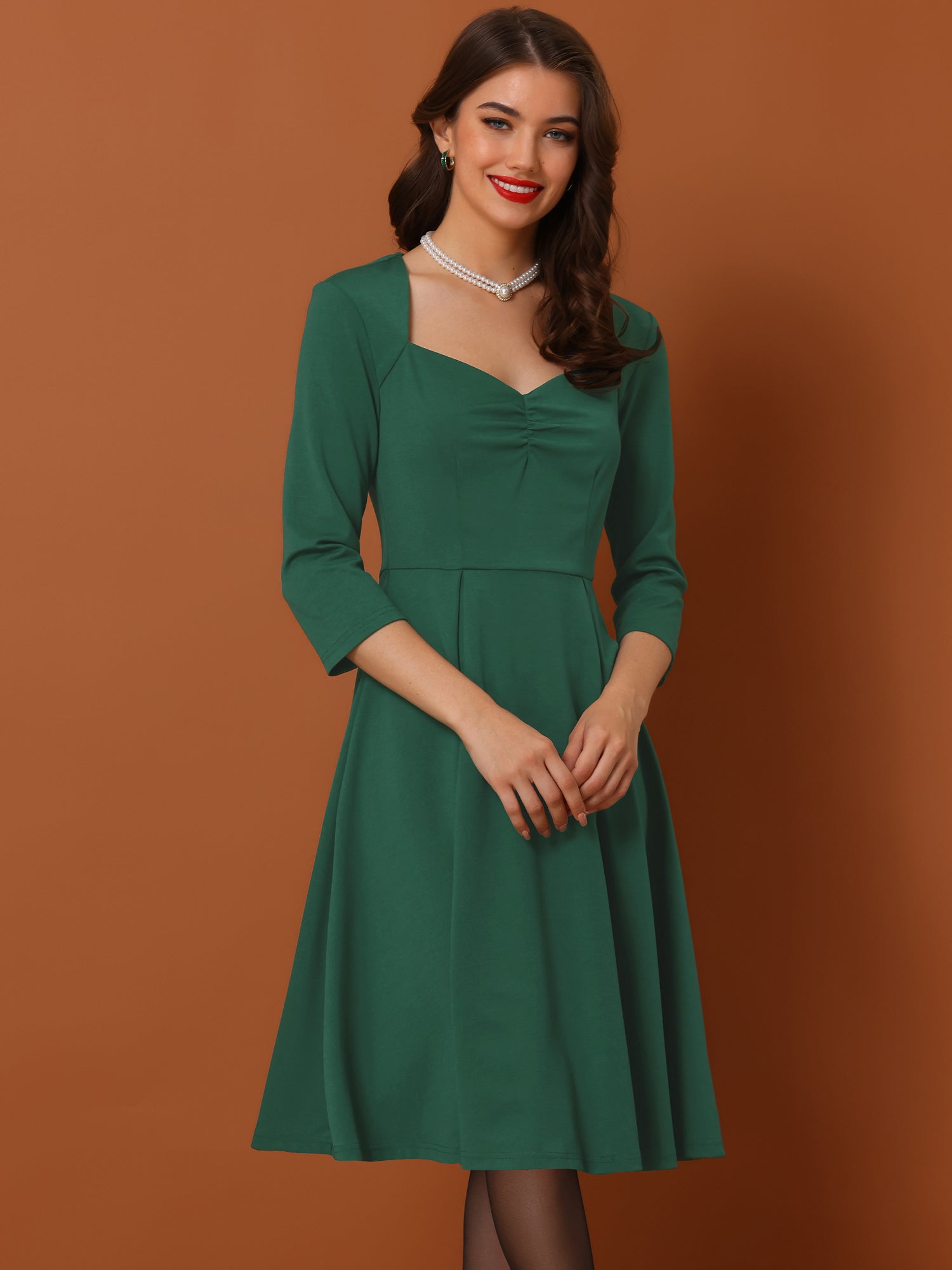 Retro Sweetheart Neck 1950s Retro Cocktail A-Line Dress | Allegra K