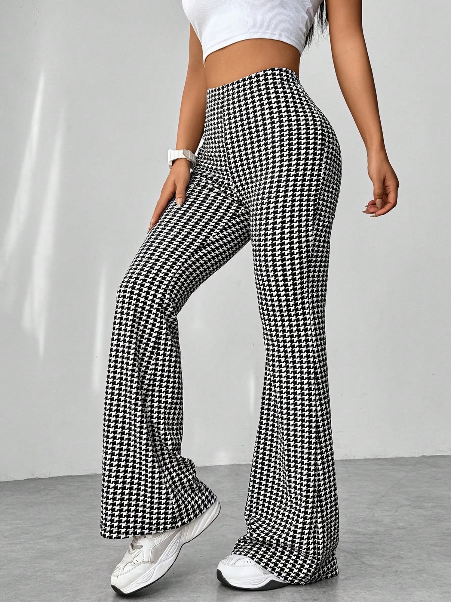 High Waist Slim Fit Bell Bottom Workout Casual Pants | Allegra K