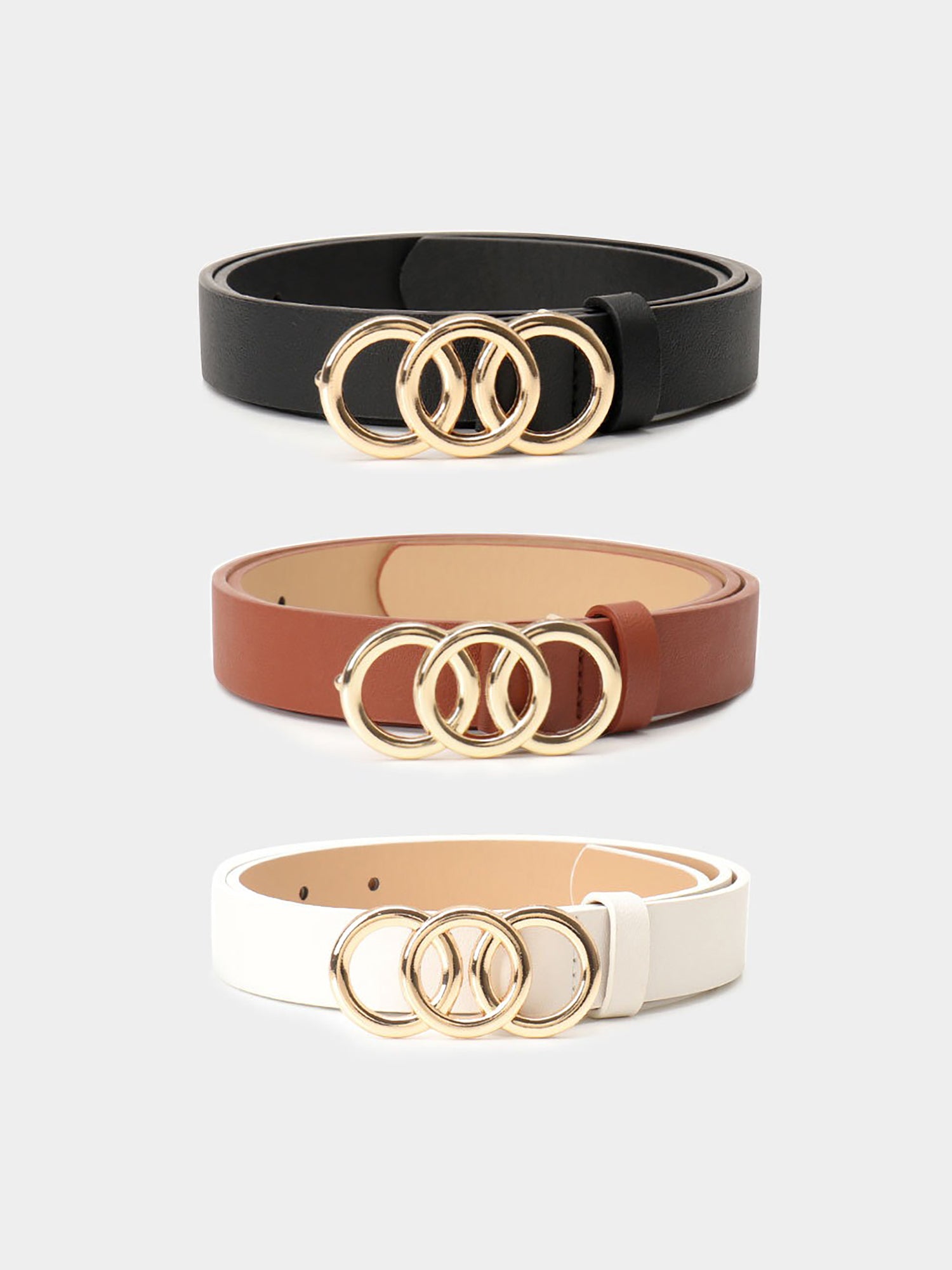 3 Pieces Faux Leather Versatile Women's Belts Set | Allegra K